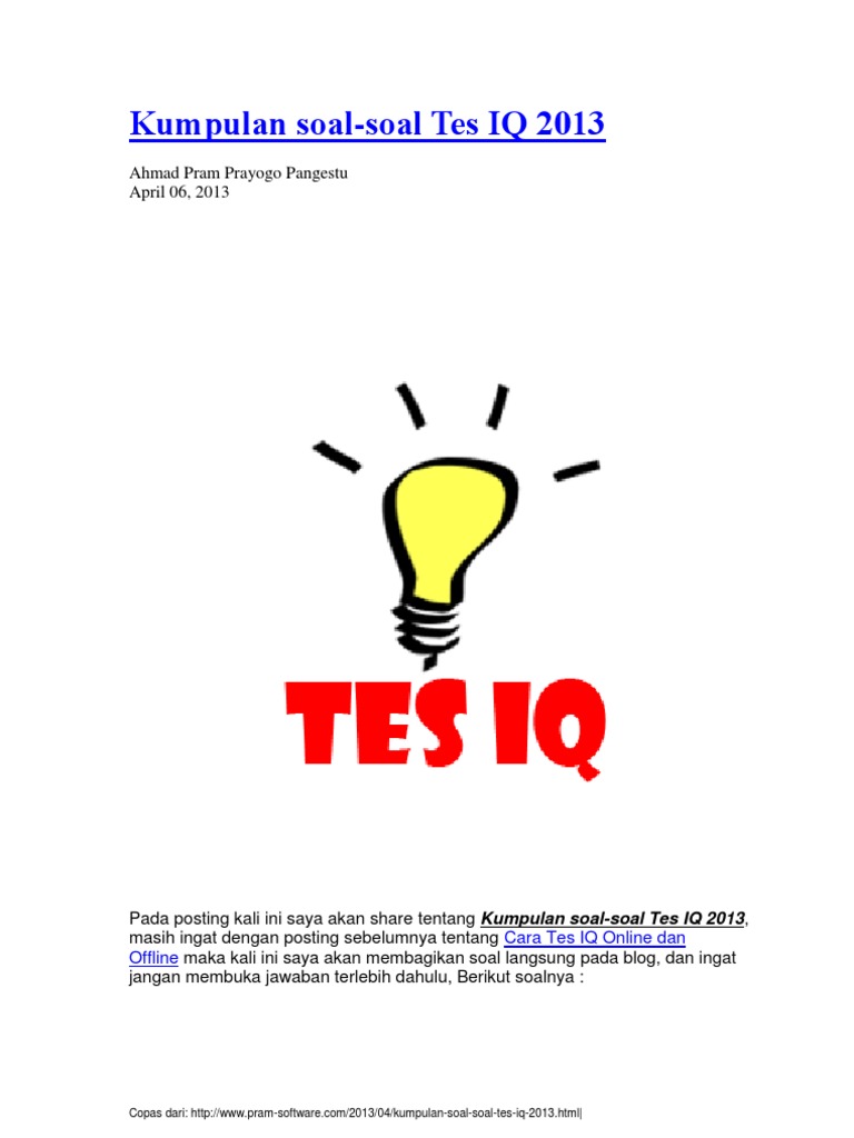 Kumpulan Soal Test IQ | PDF