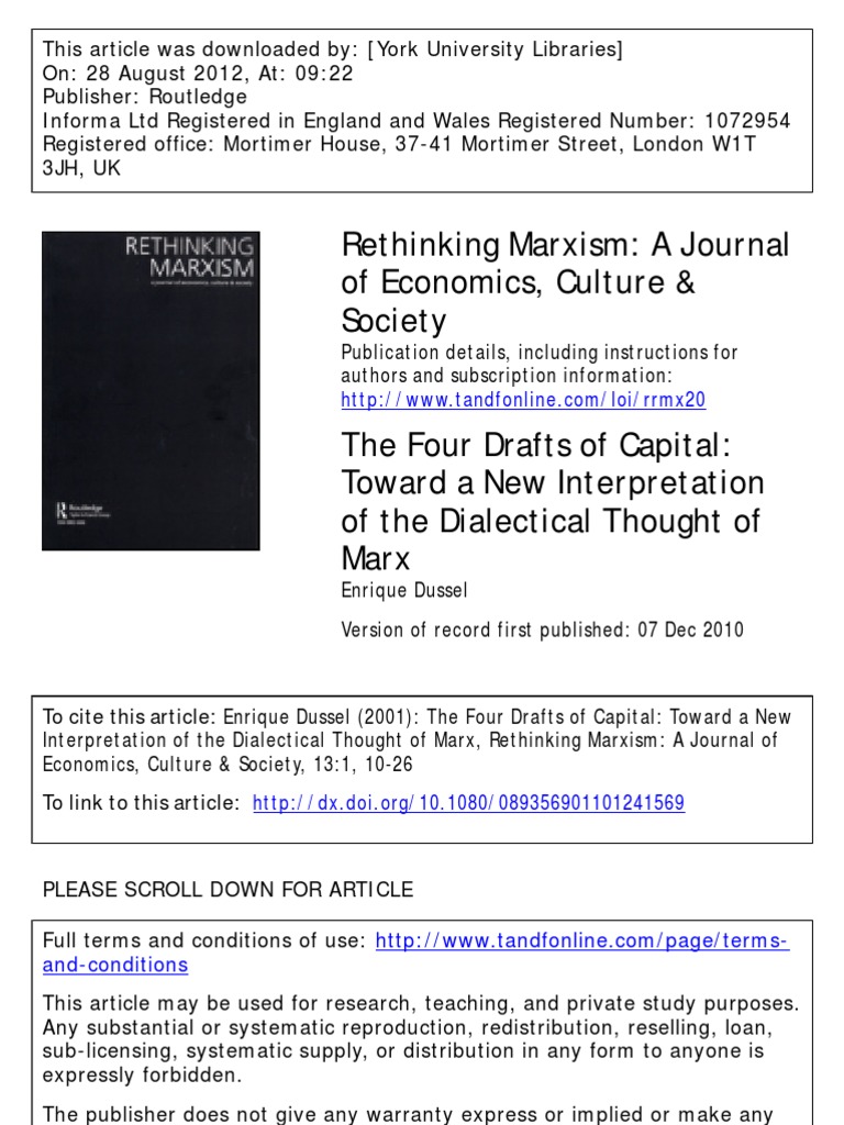 Dussell Four Drafts | PDF | Karl Marx | Exchange Value
