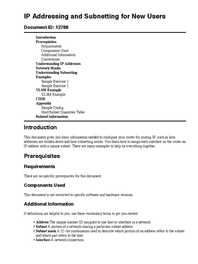 IP Addressing and Subnetting For New Users | PDF | Ip Address ...