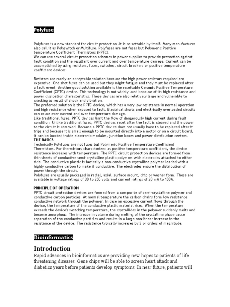 Polyfuse: The Basics | PDF | Nanotechnology | Fuse (Electrical)