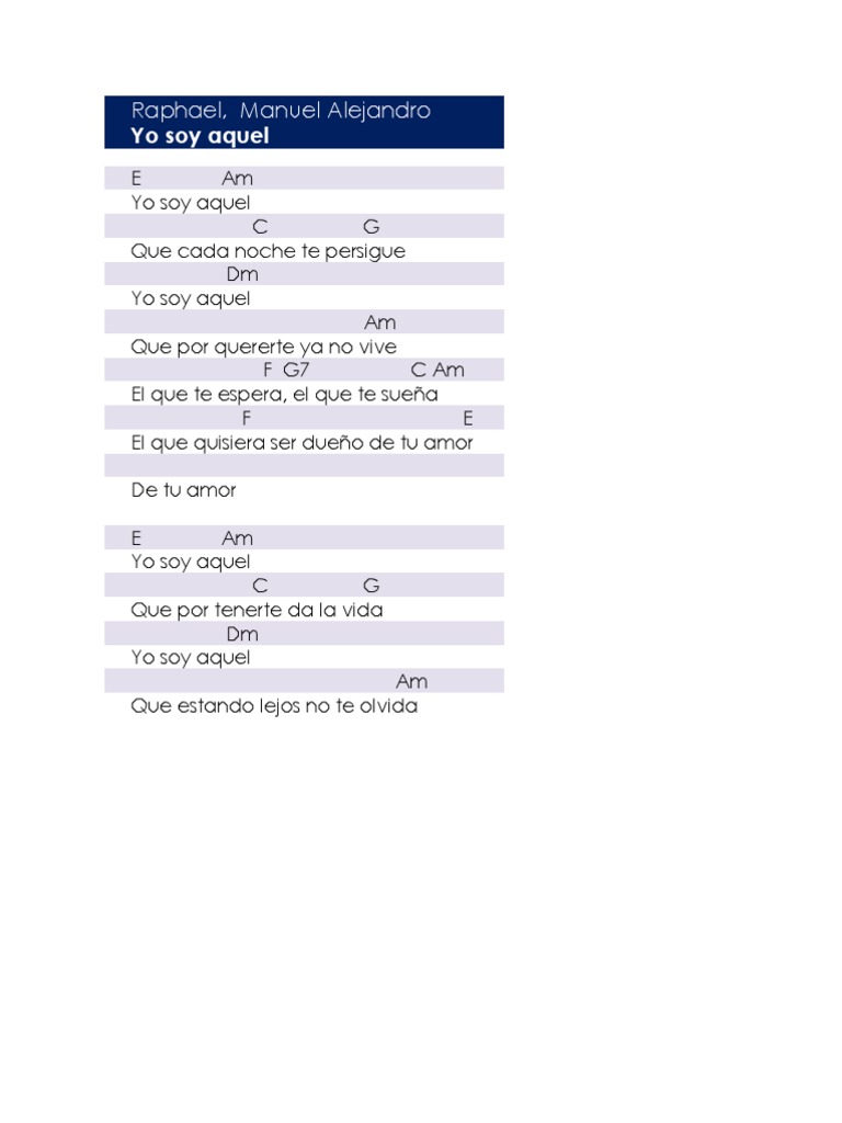 Letra de "Yo Soy Aquel" de Raphael | PDF