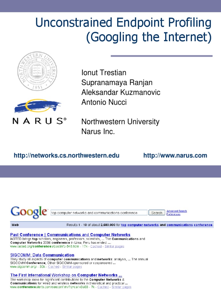 Unconstrained Endpoint Profiling (Googling The Internet) Powerpoint ...