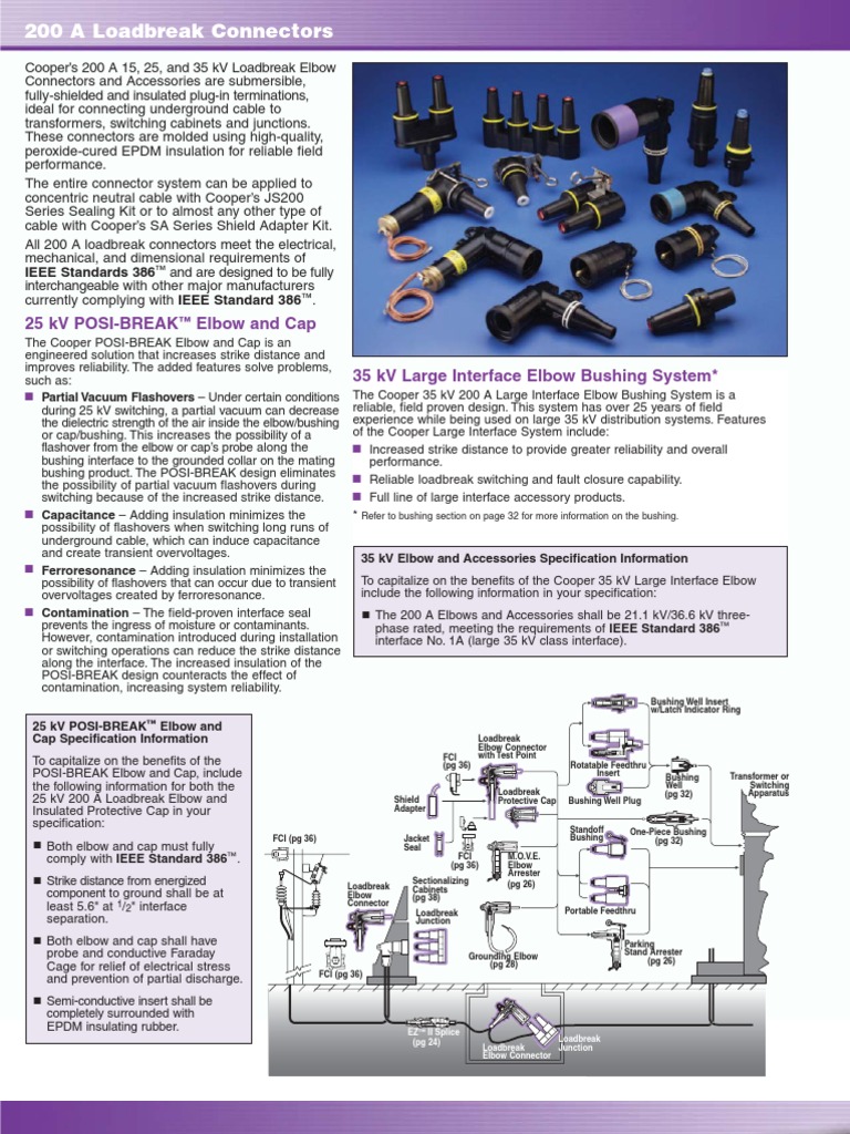 200 A Loadbreak Connectors: 25 KV Posi-Break Elbow and Cap | PDF ...