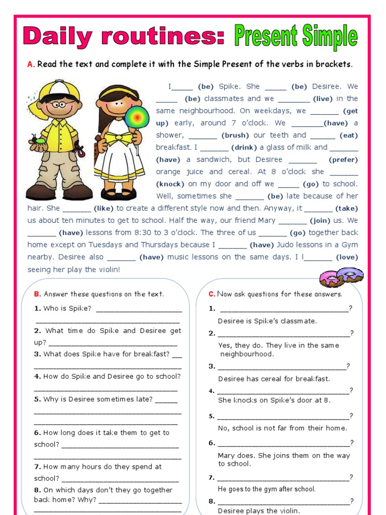 Daily Routine Text | PDF