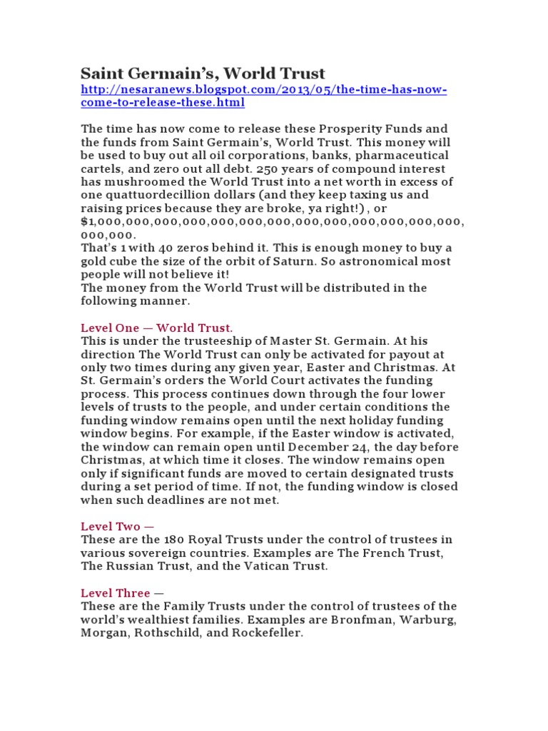 Saint Germain's, World Trust: Come-To-Release-These - HTML | PDF ...