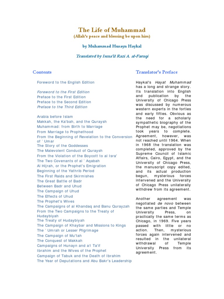 The Life of Muhammad (PBUH) | PDF | Prophets And Messengers In Islam ...