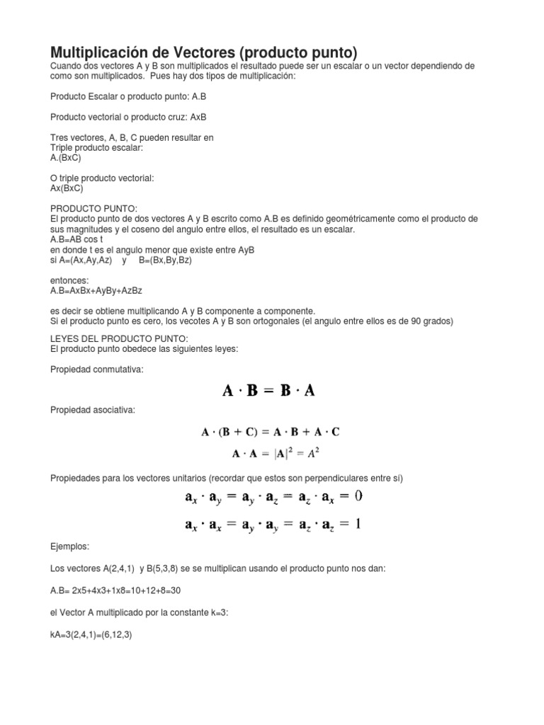 Multiplicación de Vectores