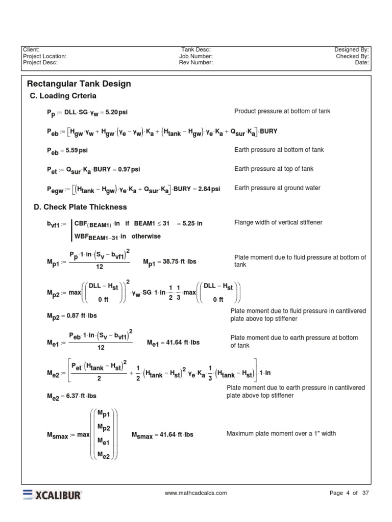 Rectangular Tank - Plate | PDF