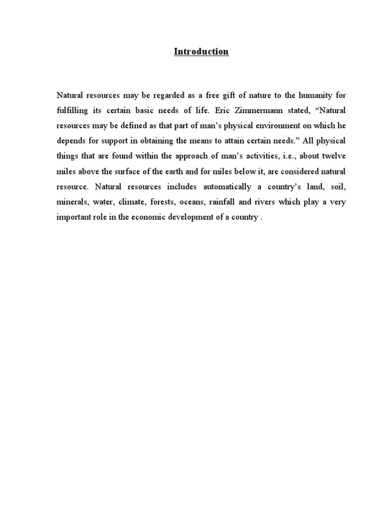 Role of Natural Resources in Economic Development | PDF | Economic ...