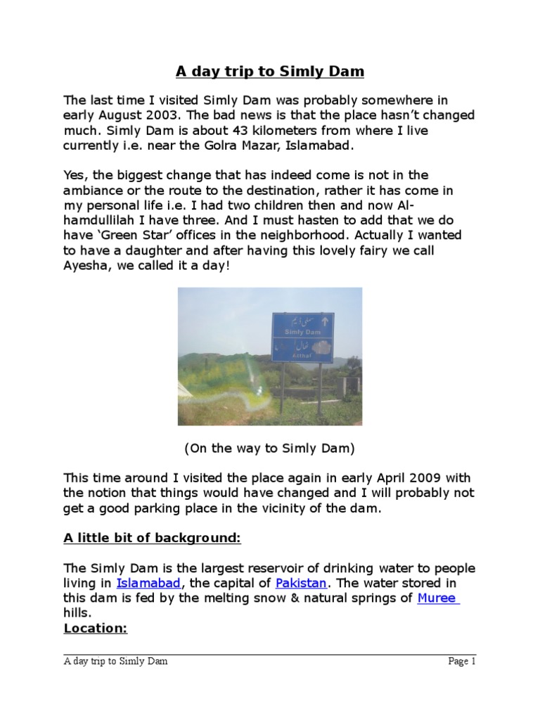 A Day Trip To Simly Dam | Download Free PDF | Nature