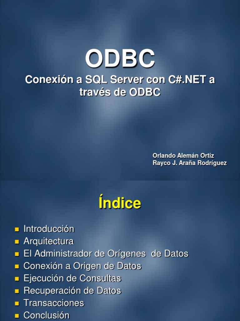 ODBC | PDF | Servidor SQL de Microsoft | Bases de datos