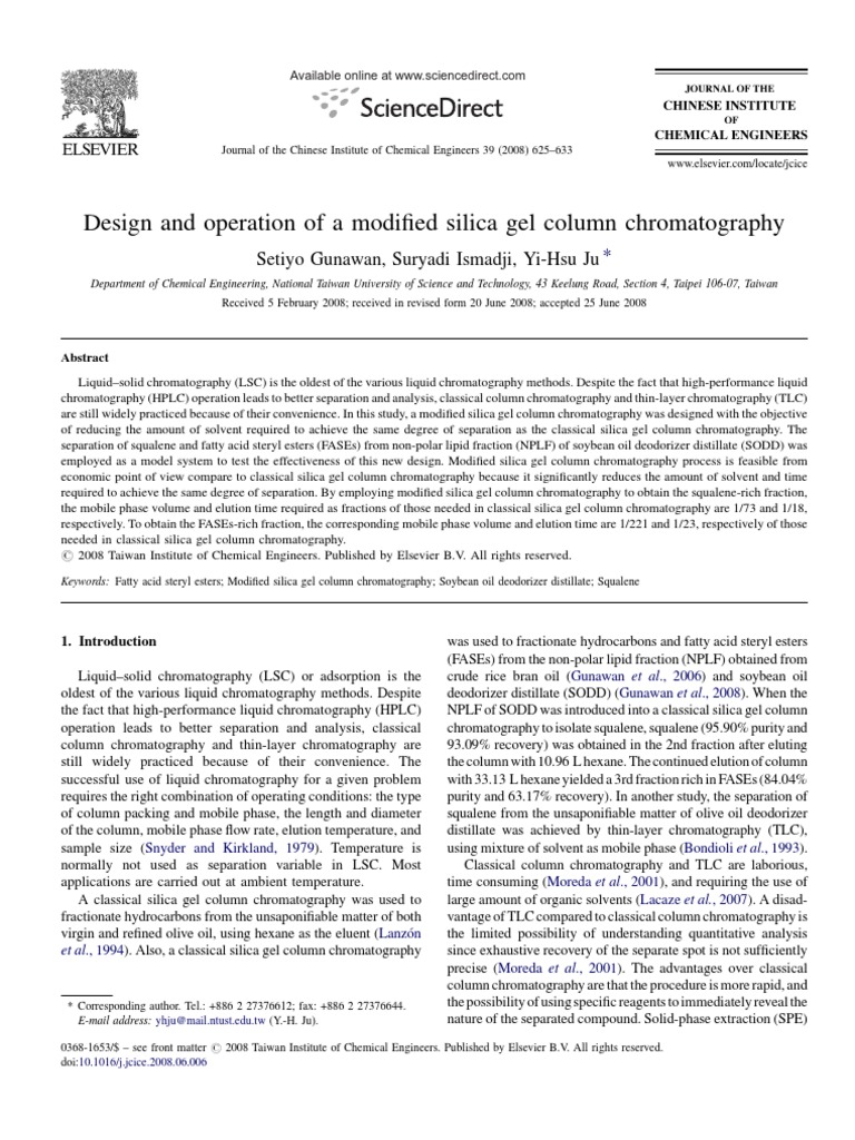 Design and Operation of A Modified Silica Gel Column Chromatography ...