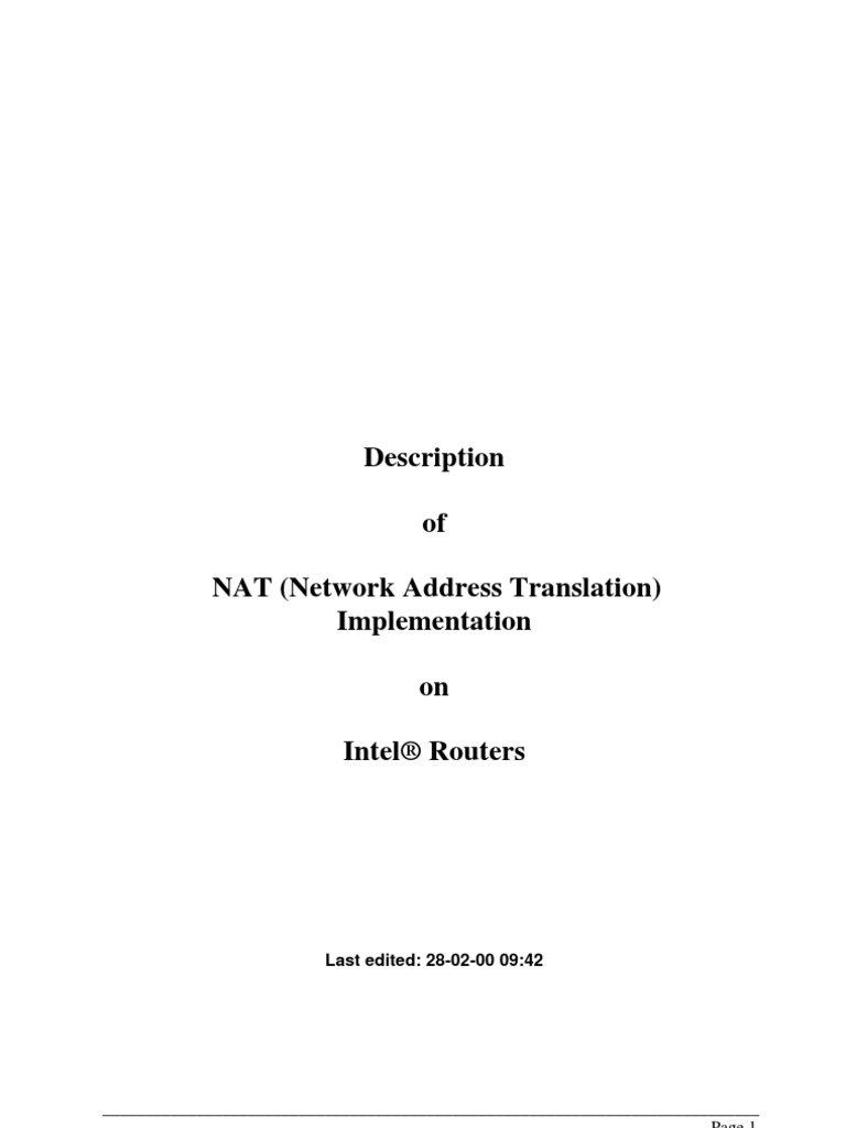 Description of NAT (Network Address Translation) Implementation On ...