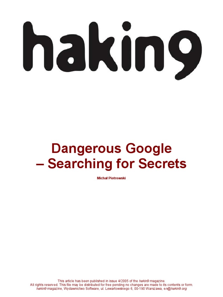 Dangerous Google Searching For Secrets | PDF | Web Server | Internet & Web