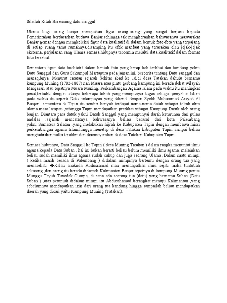 Silsilah Kitab Barencong Datu Sanggul | PDF