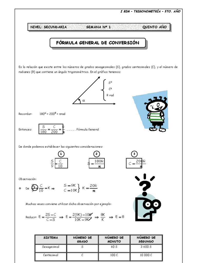 Guia 1 - Fórmula General de Conversión | PDF | Pi | Enseñanza de matemática