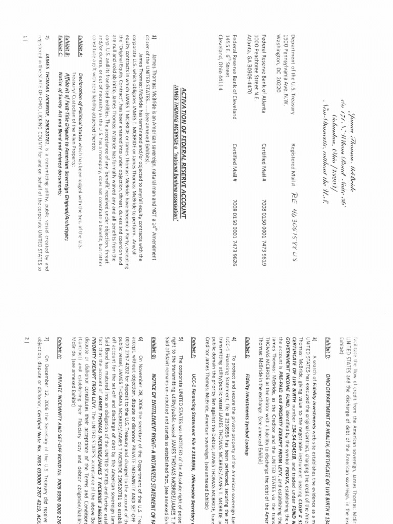 Activation of Fed Reserve Account | PDF