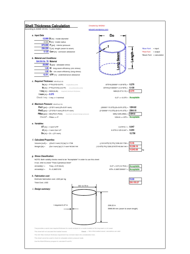 Shell Thickness Calc | Materials | Mechanical Engineering