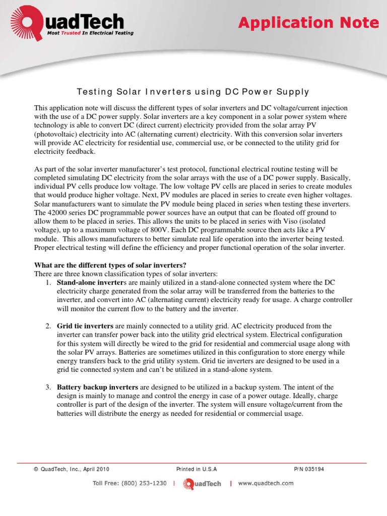 DC Testing Solar Inverter | PDF | Photovoltaic System | Power Inverter