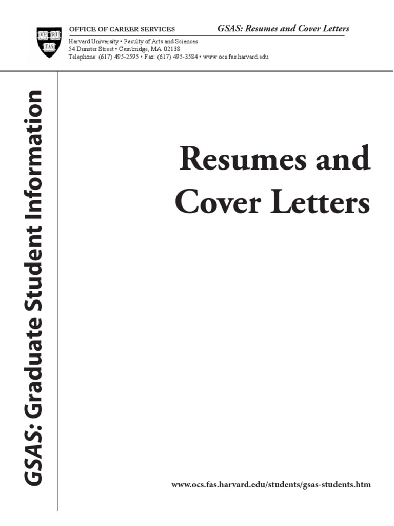 Resume and Cover Letters-Harvard | PDF | Graduate School | Harvard ...