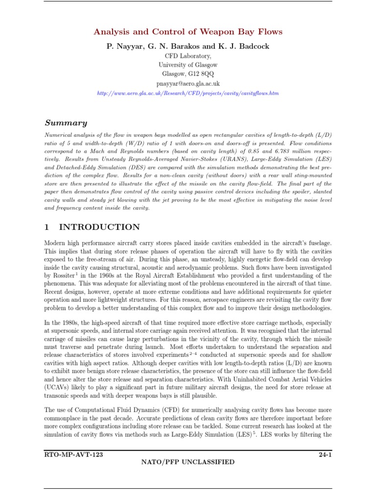 Weapons Bay Flow Analysis | PDF | Computational Fluid Dynamics | Fluid Dynamics