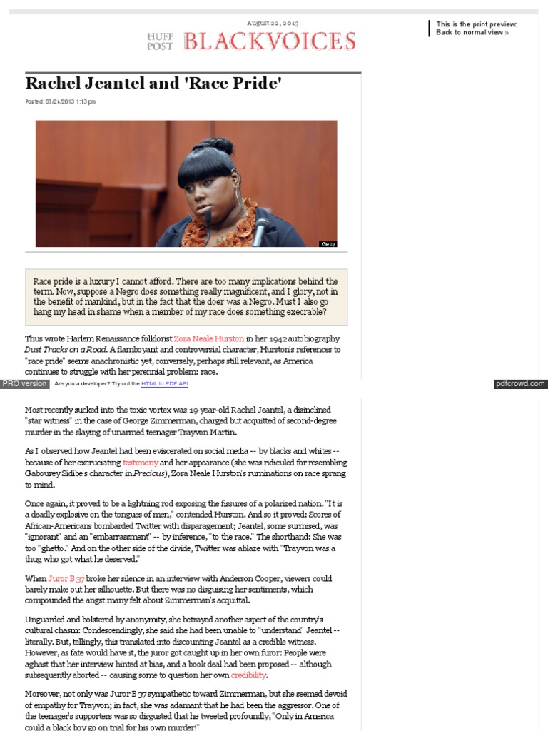 Rachel Jeantel and 'Race Pride' | PDF | Judiciaries | Legal Procedure