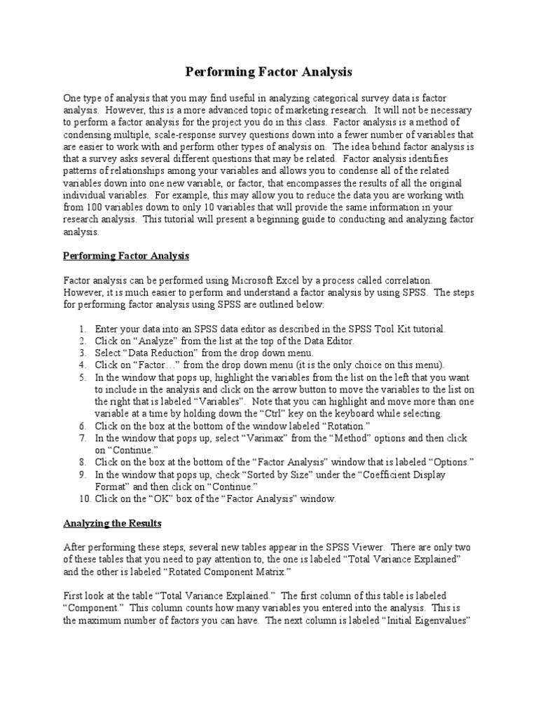 Performing Factor Analysis | PDF | Factor Analysis | Eigenvalues And Eigenvectors