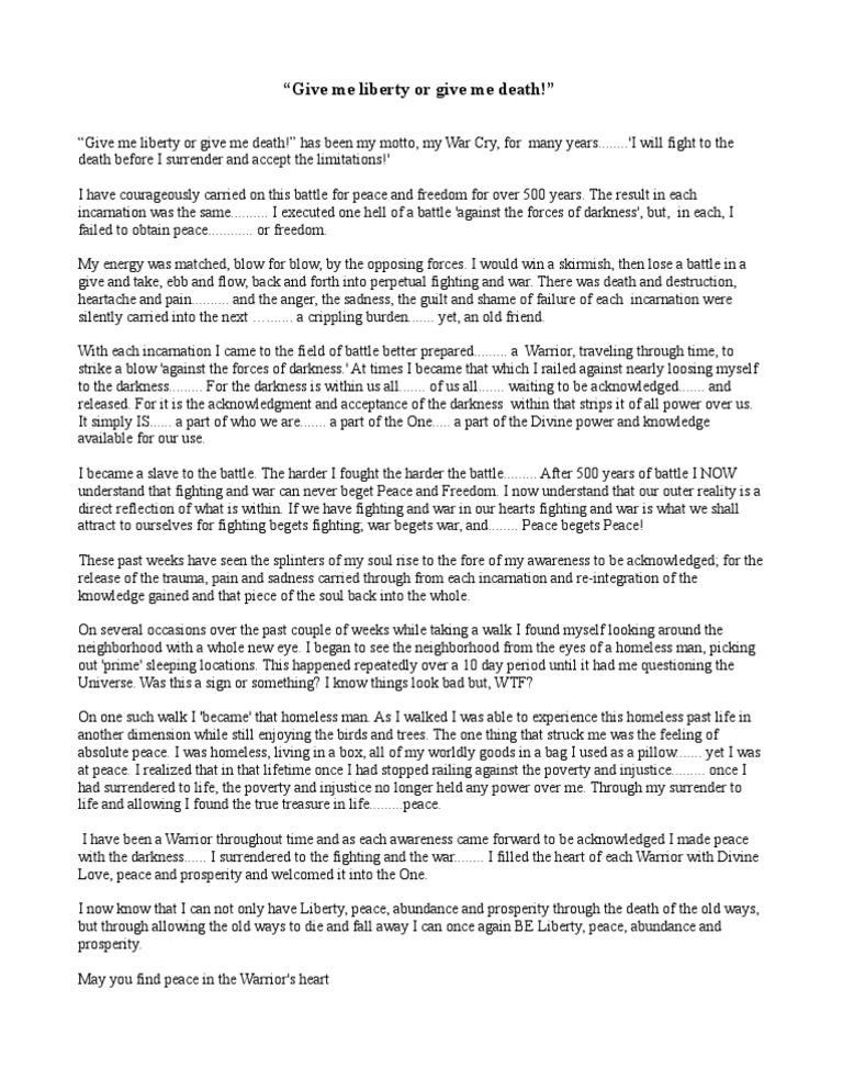 Give Me Liberty or Give Me Death | PDF