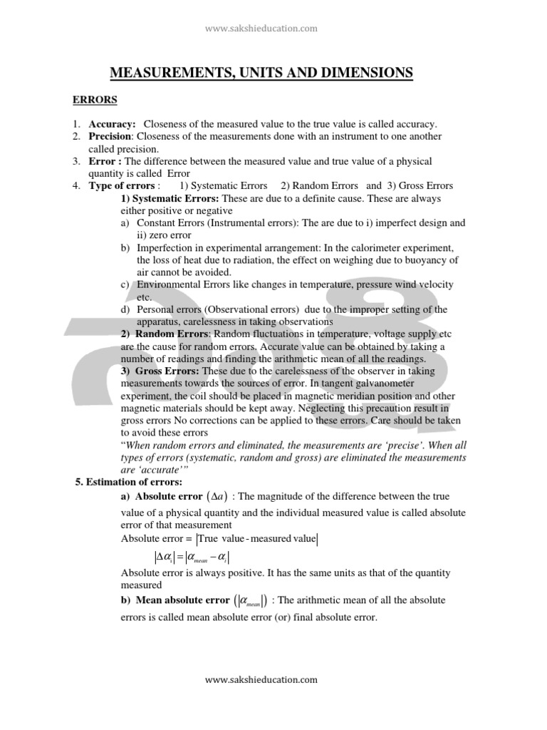 Intermediate First Year Physics Notes | PDF | Observational Error ...