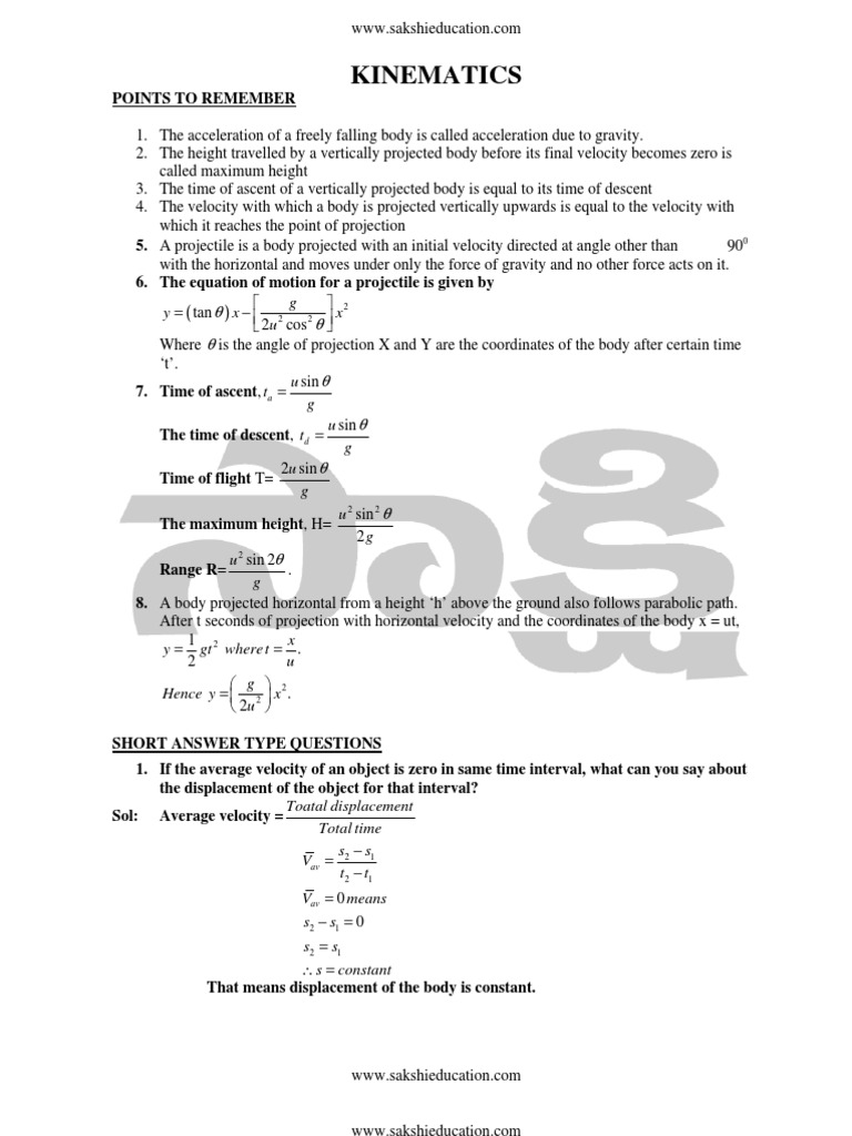 03 Kinematics | Download Free PDF | Acceleration | Trajectory