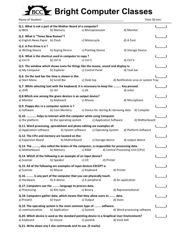 CCC Question Paper | PDF | Mouse (Computing) | Computer Keyboard