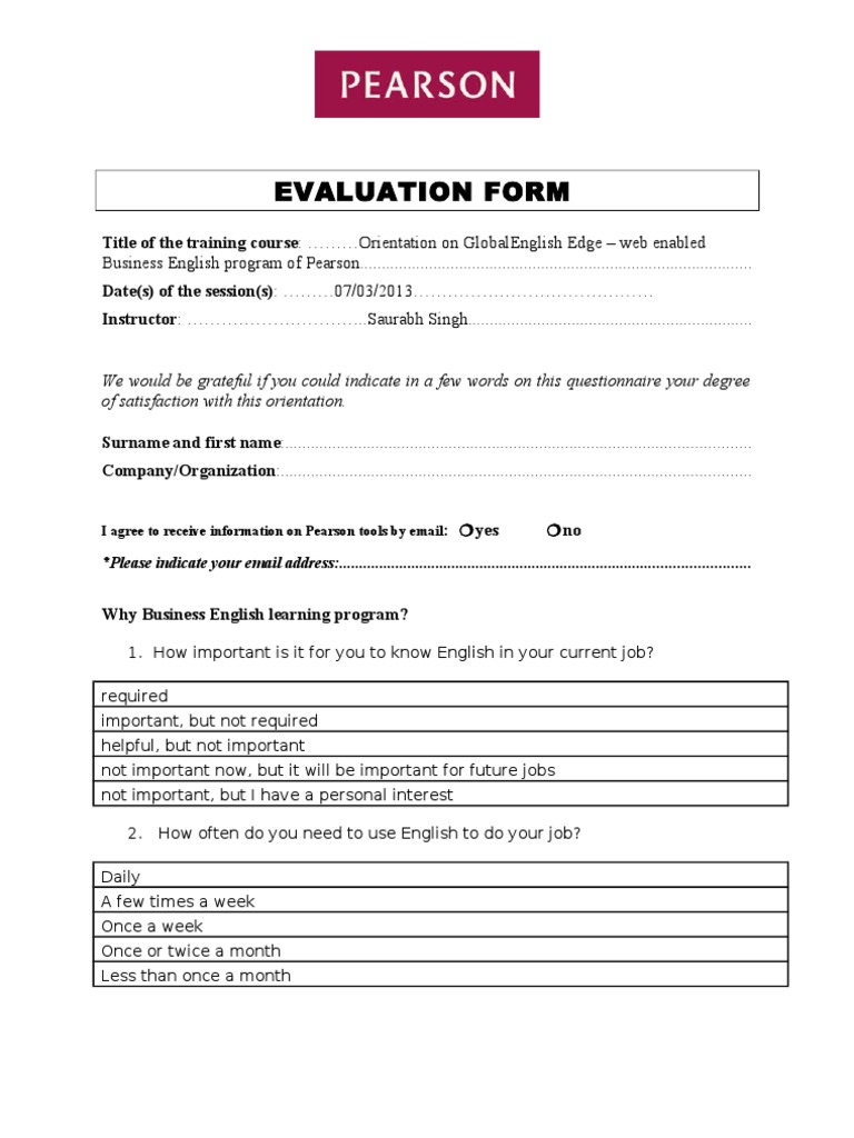 Feedback Form | PDF | English Language | Educational Psychology
