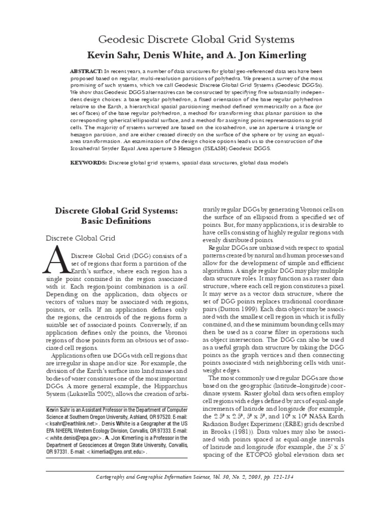 Geodesic Discrete Global Grid Systems | PDF | Latitude | Sphere