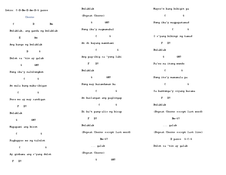 Bulaklak Lyrics | PDF