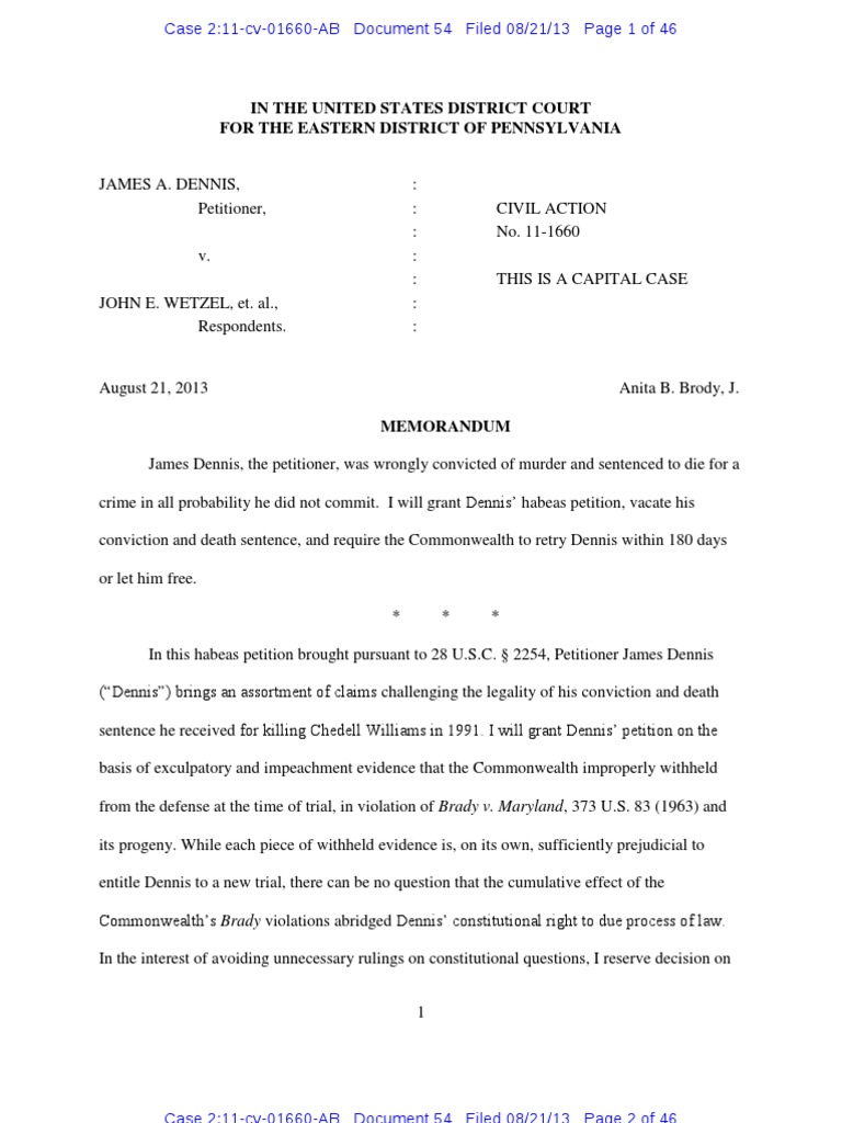 James Dennis Murder Conviction Overturned | PDF | Witness ...