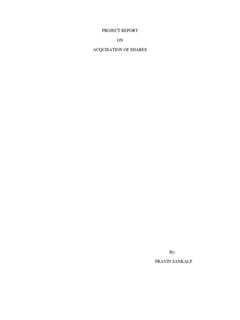 Project Report ON Acquisation of Shares | PDF | Law | Science & Mathematics