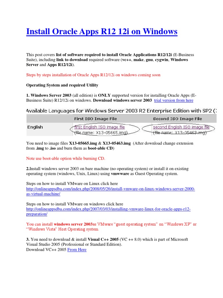 Install Oracle Apps R12 12i On Windows | PDF | Microsoft Windows ...