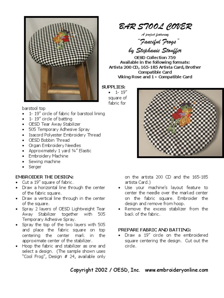 Bar Stool Covers | PDF | Embroidery | Sewing Machine