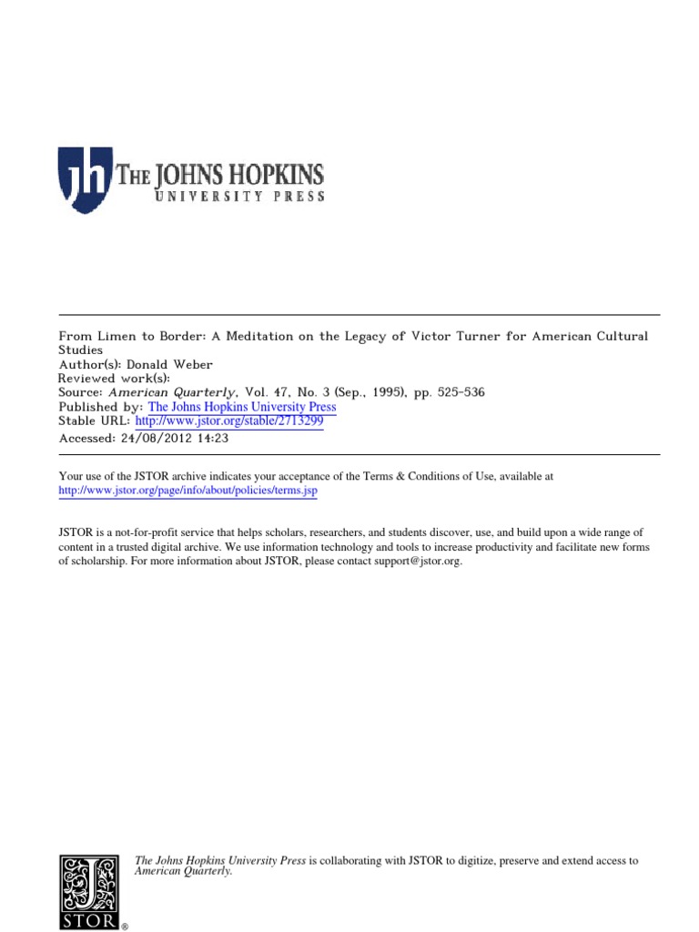 Cultural Studies: From Limen to Border | PDF | Rituals | Anthropology