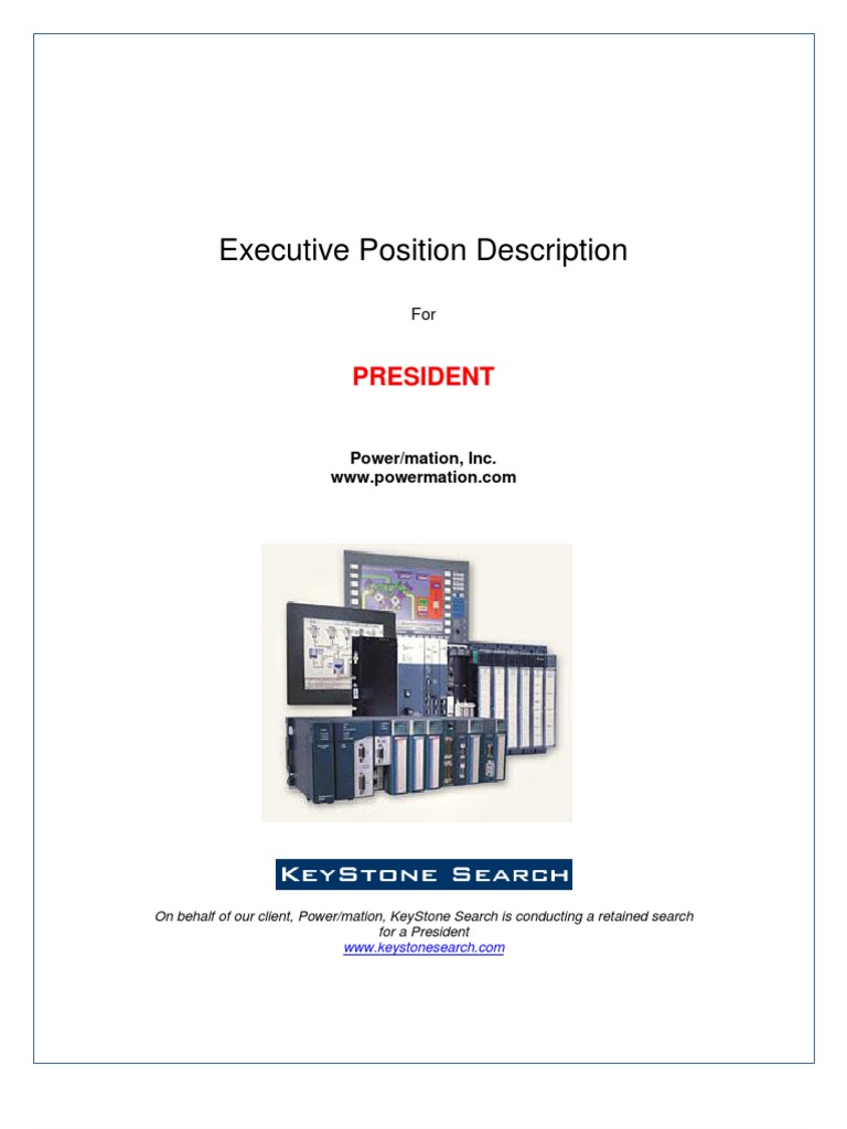 Executive Position Description - Power/mation | PDF | Leadership ...