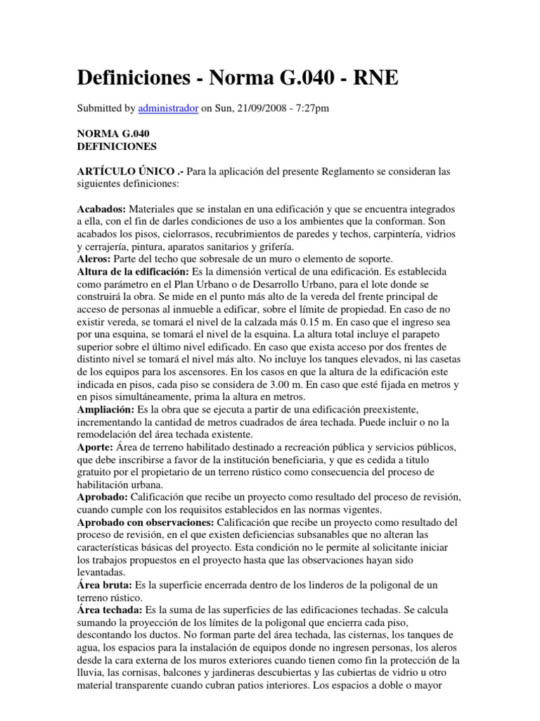 Definiciones - Norma G.040 - RNE | PDF | Calle | Área rural