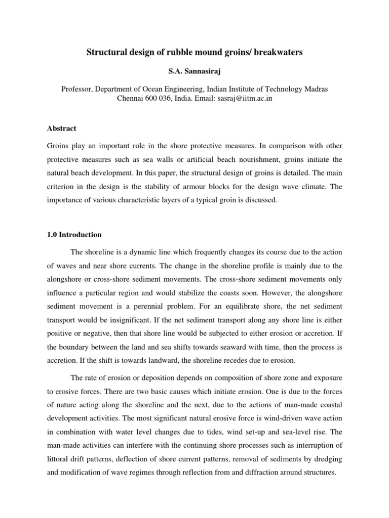 Design of Groins | PDF | Erosion | Beach