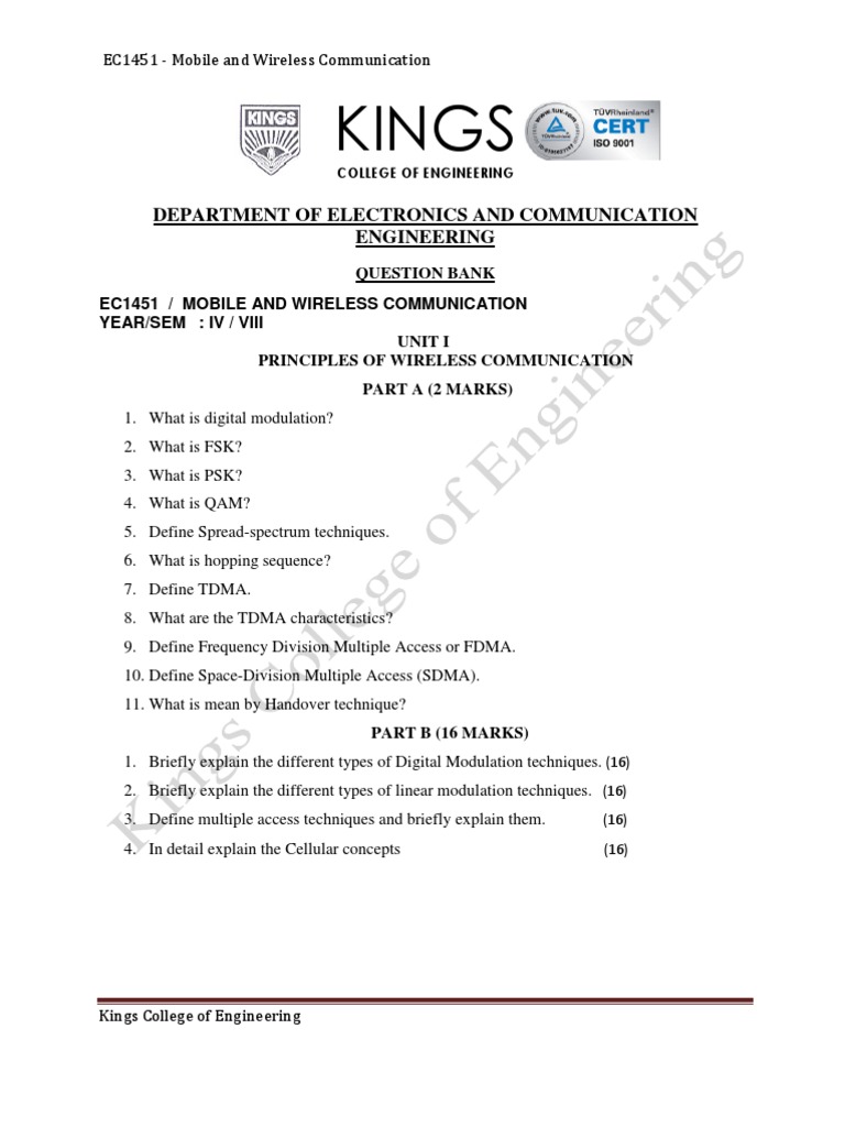 Mobile and Wireless Communication: An Overview of Key Concepts ...