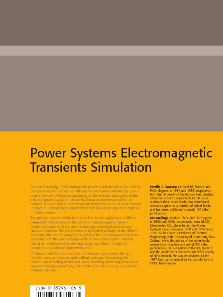 Power Systems Electromagnetic Transients Simulation | PDF | Science ...