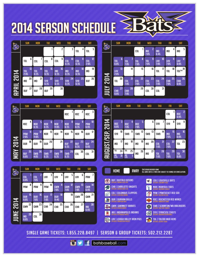 Louisville Bats 2014 Game Schedule | PDF | Major League Baseball ...