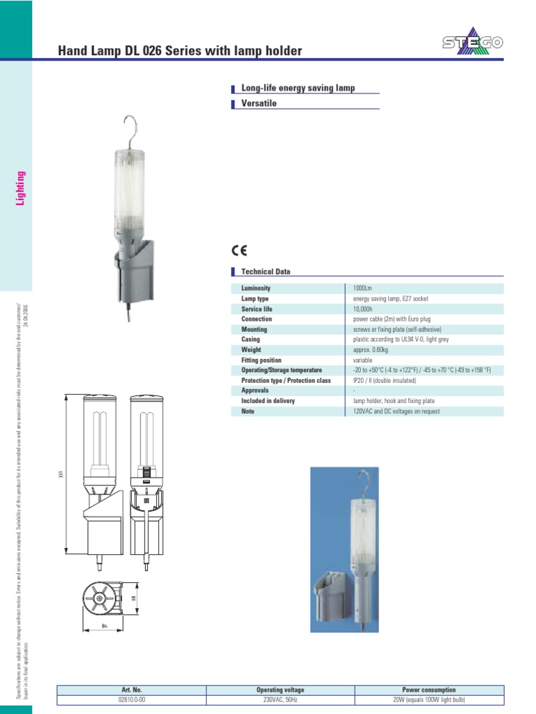 Hand Lamp DL 026 Series With Lamp Holder: Long-Life Energy Saving Lamp ...