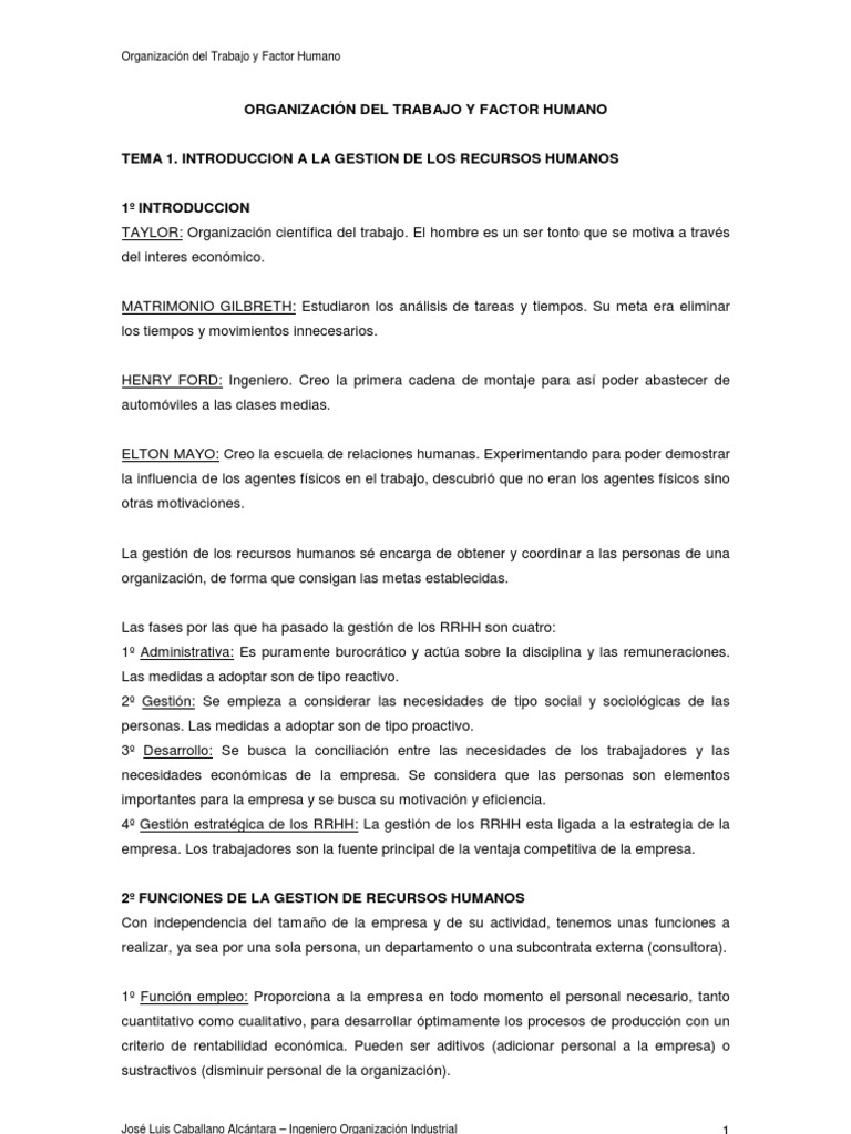 IOI Organizacion Trabajo Factor Humano | PDF | Recursos humanos | Salario