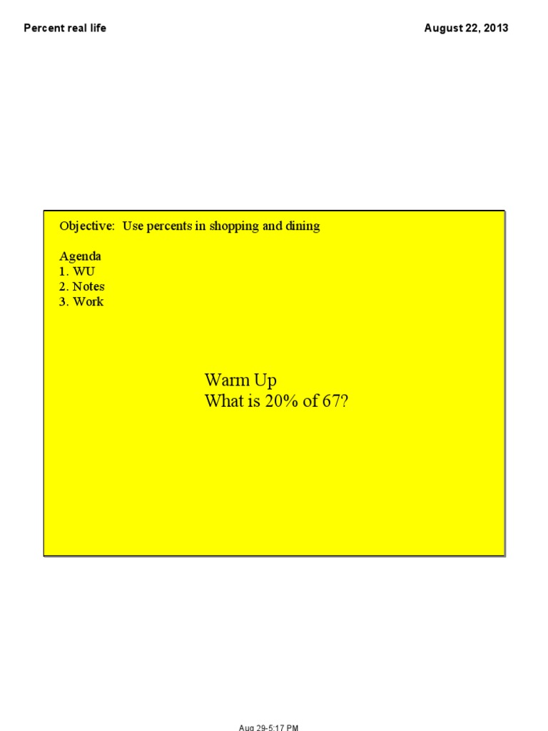 Real Life Percents | PDF