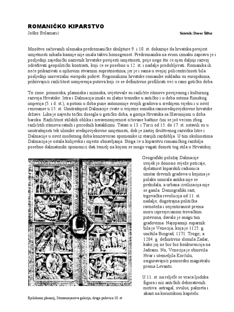 Romanicko Kiparstvo - Hrvatska | PDF