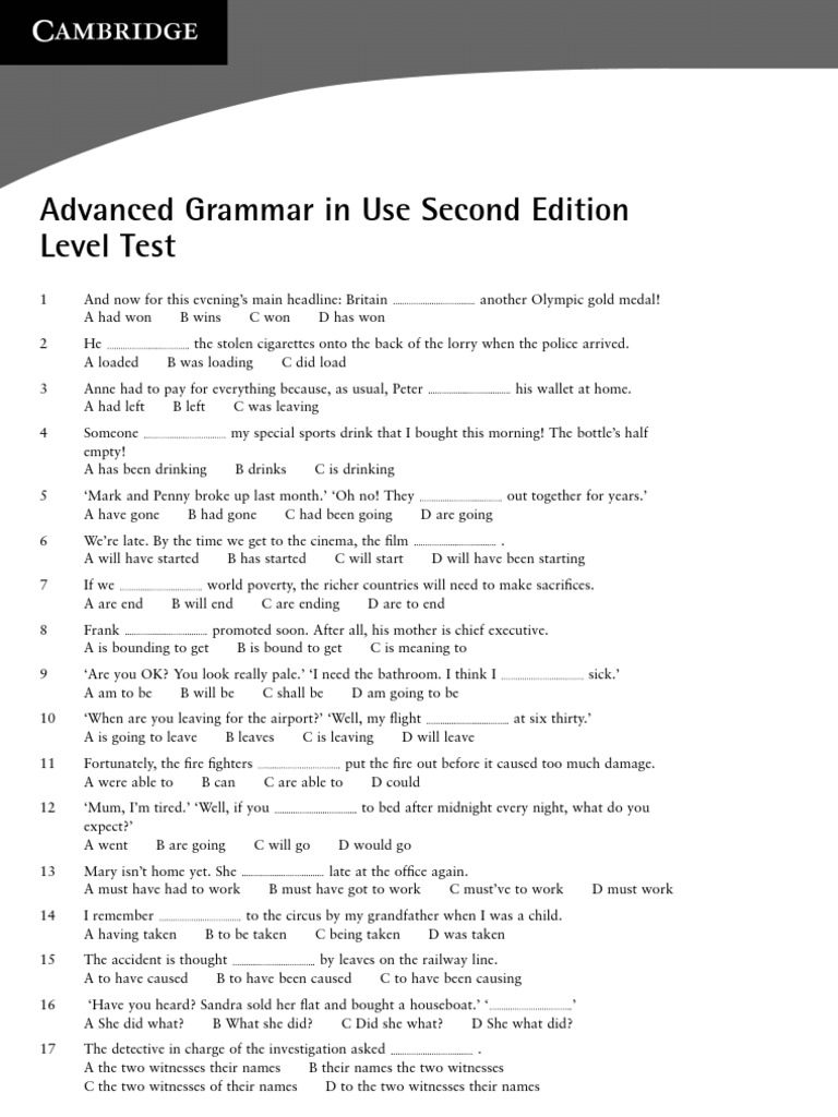Advanced Grammar in Use Second Edition Level Test | PDF